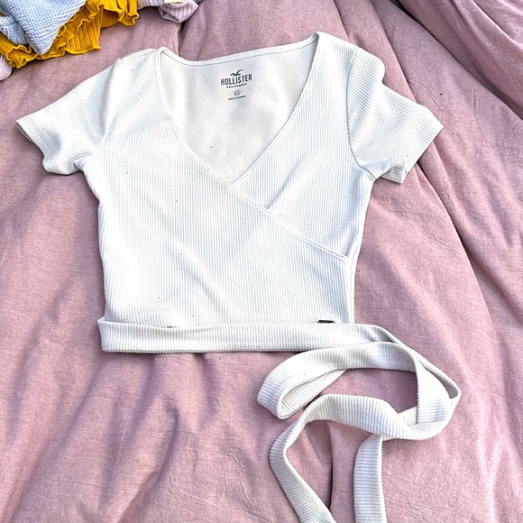 Tops | White Wrapped Cropped Top | Poshmark